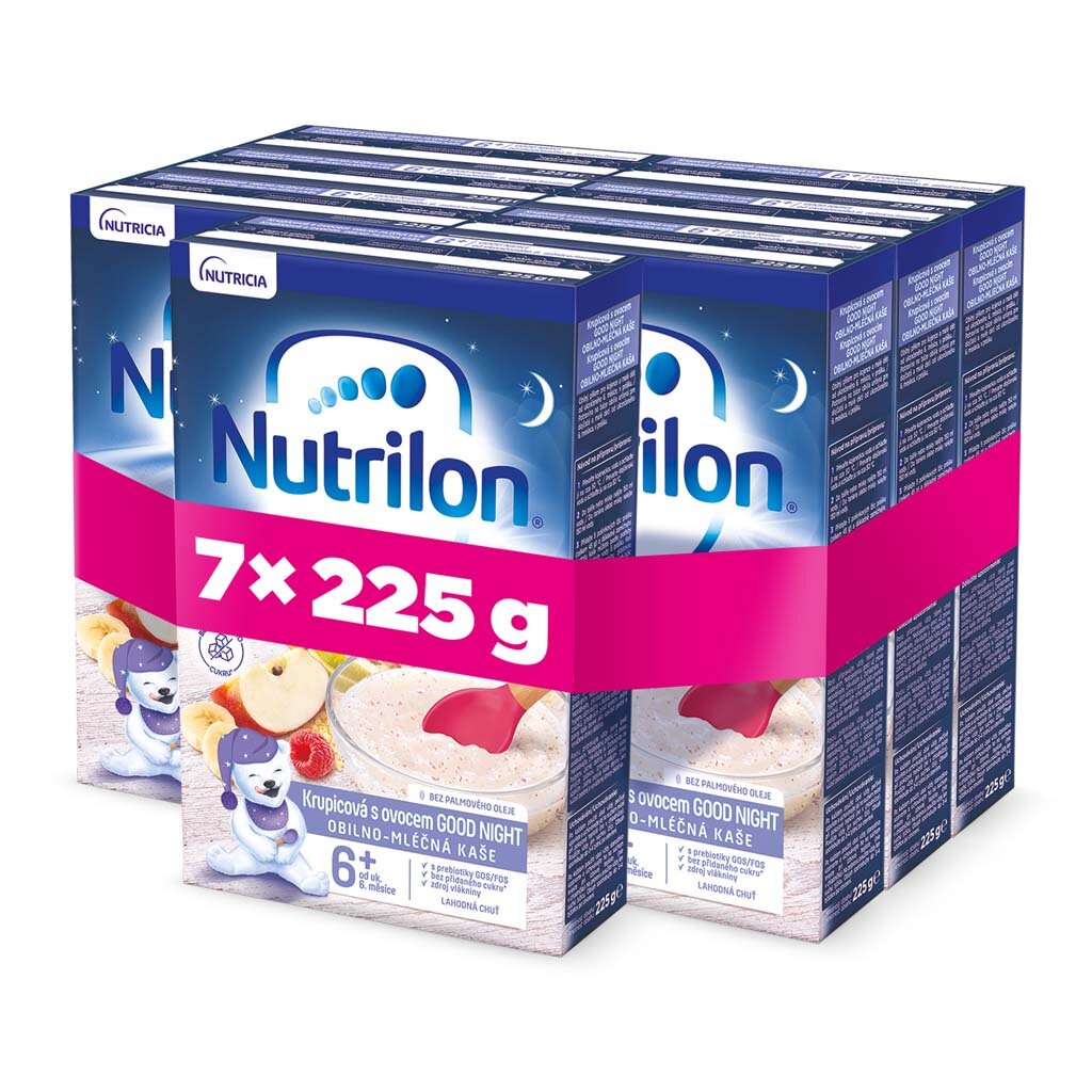 7x NUTRILON Pronutra® Krupicová kaše s ovocem Good Night 225 g, 6+ | feedo.cz